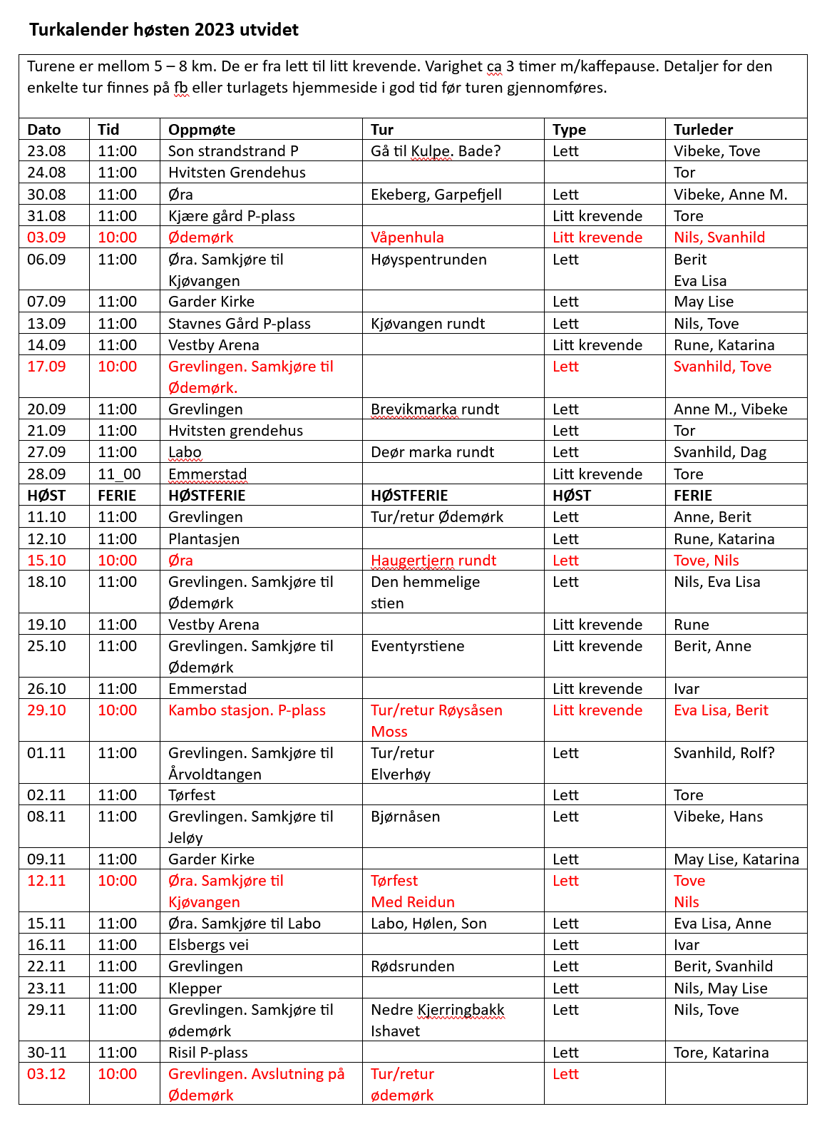 Turer og aktiviteter i Vestby Turlag - DNT